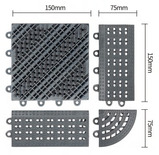 Superior dust removal and sand scraping modular mats - T
